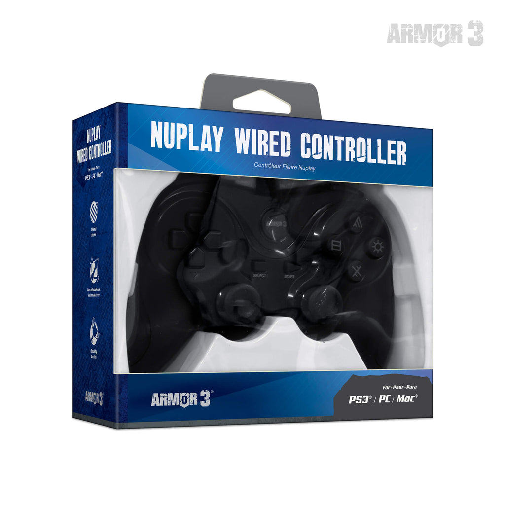 MO7224-BK NuPlay Wired PS3 Controller Black — M&M Merchandisers
