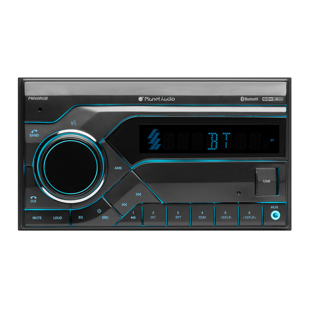 PM40RGB Planet Audio Double Din Mechless BT Receiver — M&M Merchandisers