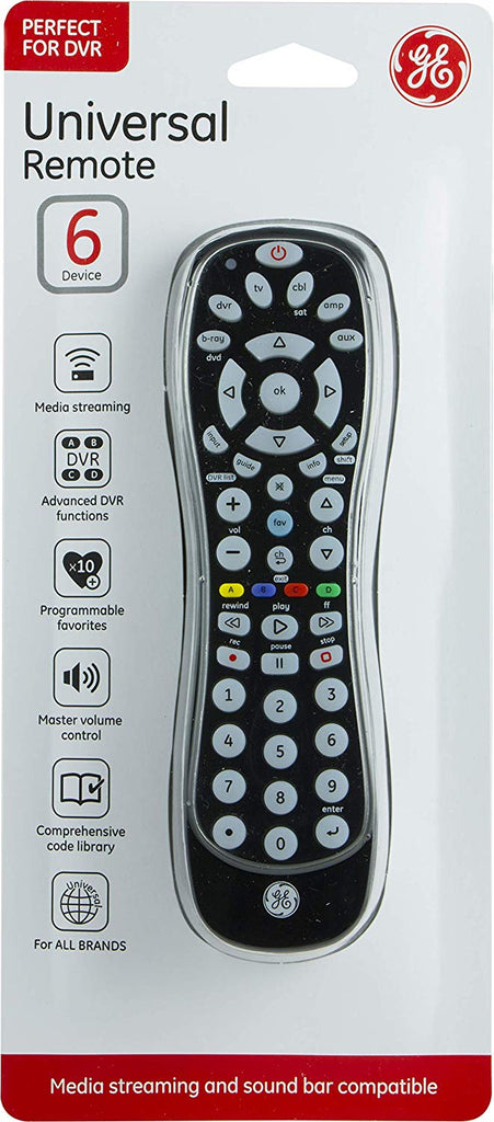 GE 34459 6-Device Universal Remote Control, Black — M&M Merchandisers