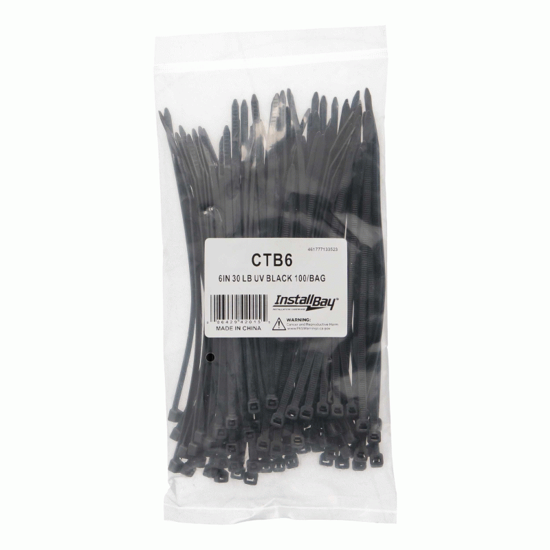CTB6 6 inch CableTie Black 30lb 100pk — M&M Merchandisers